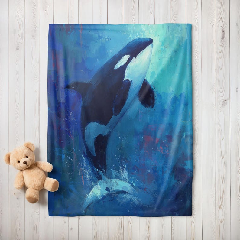 Majestic Orca Whale Design Plush Blanket,, Cozy Throw for Whale Lovers ...