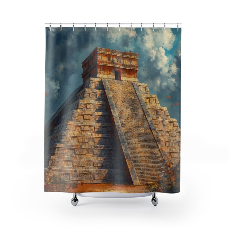 Mexican Pyramid Aztec Art Decor- Vintage Heavy Paint Watercolor Oil ...