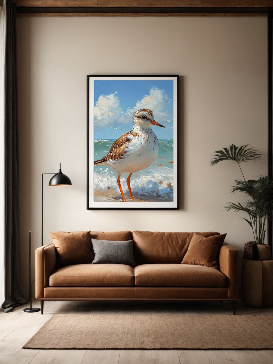 Beautiful Sand Piper Bird Standing on Beach Waves Ocean-beach House ...