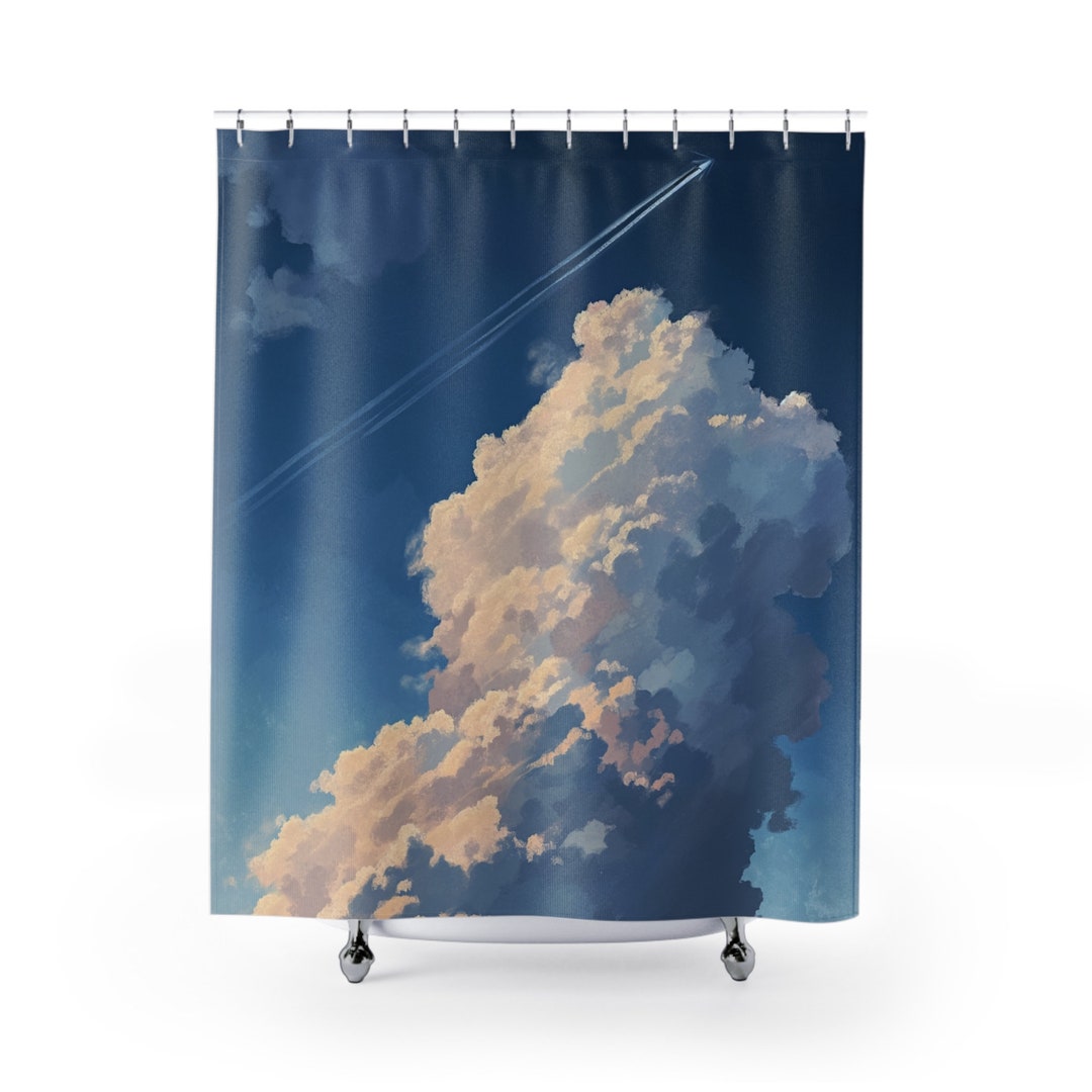 Air Plane Chem Trail in Clouds- Sky View Space - Vintage Oil Painting ...