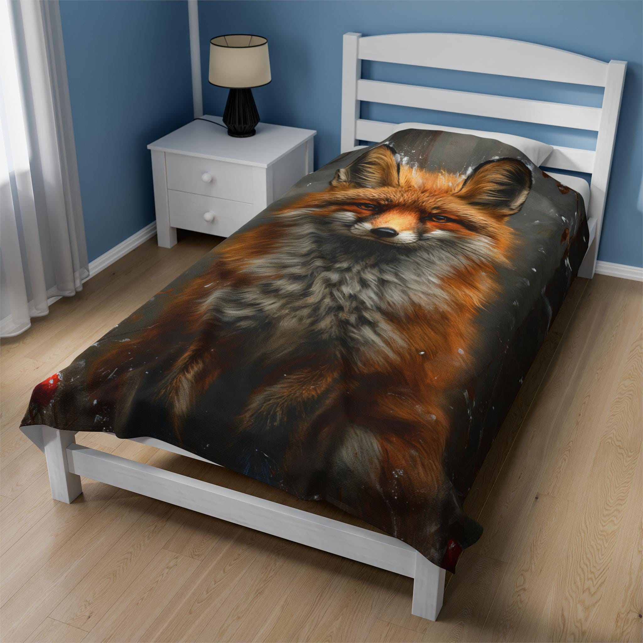 Red Fox in the Forest Blanket, Red Fox Lover Gift, Plush Fleece Blanket ...