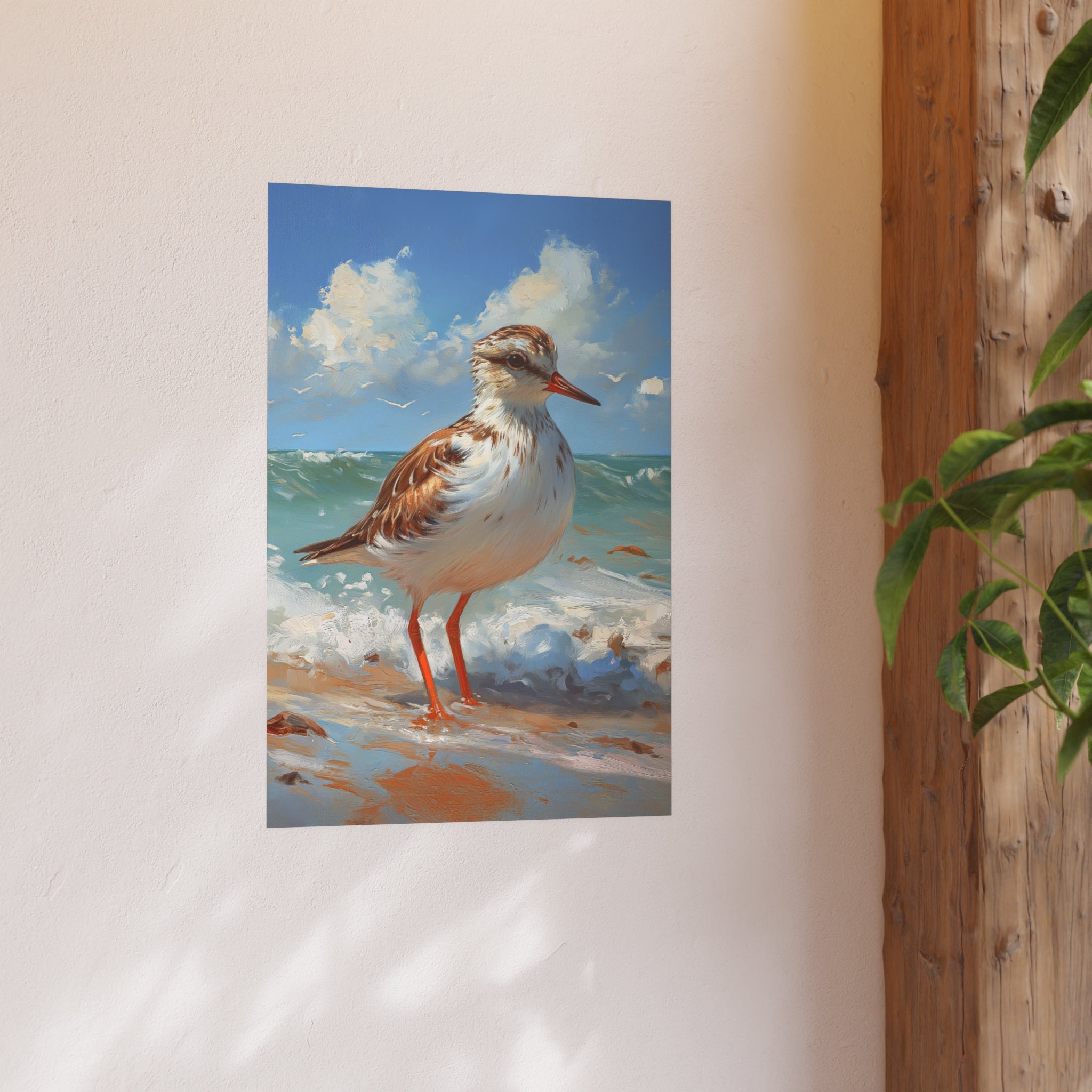 Beautiful Sand Piper Bird Standing on Beach Waves Ocean-beach House ...