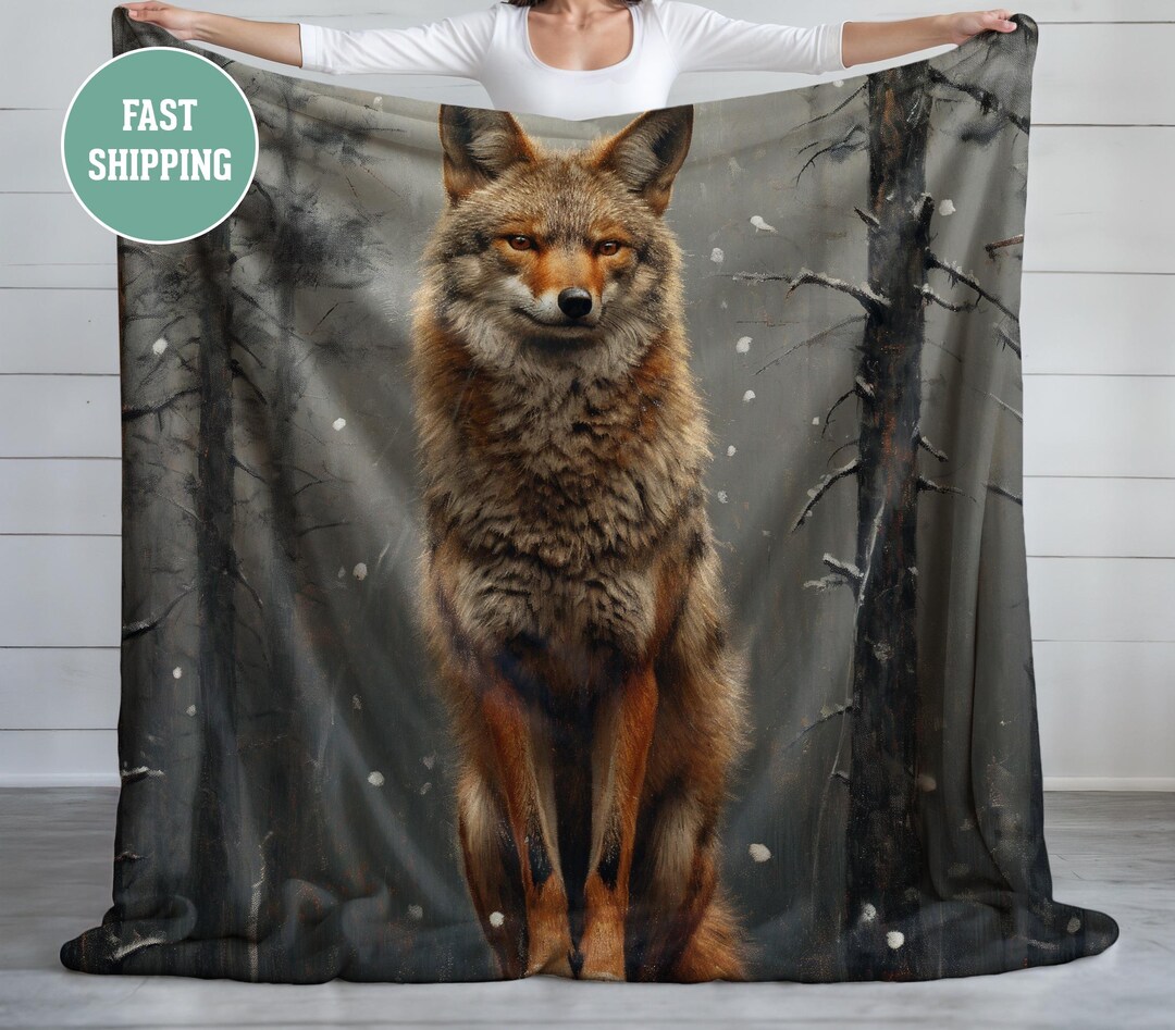 Red Fox Watercolor Blanket, Fox Lover Gift, Plush Fleece Blanket, Cozy ...
