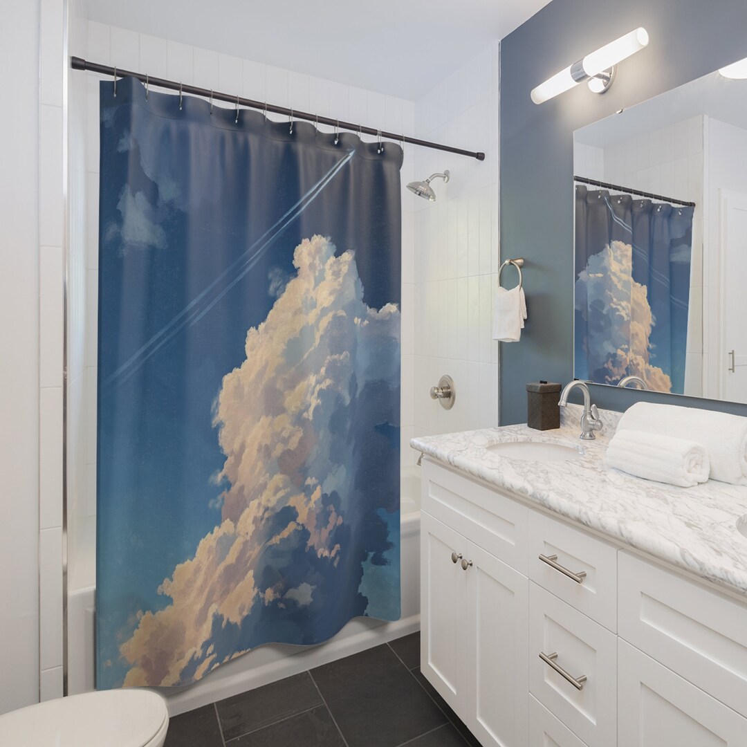 Air Plane Chem Trail in Clouds Sky View Space Vintage Oil Painting With ...