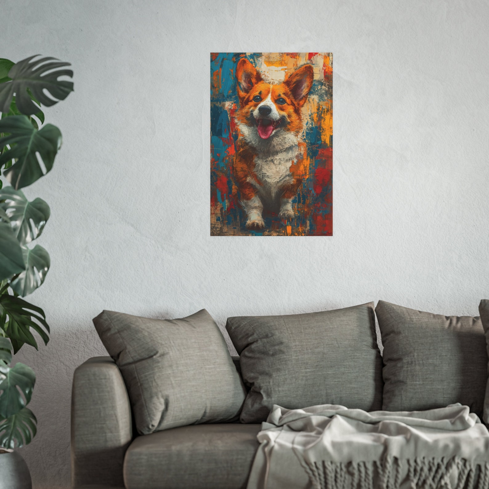 Cute Corgi Dog Paint Patch Happy Doggo- Dog Owners - Watercolor Oil ...