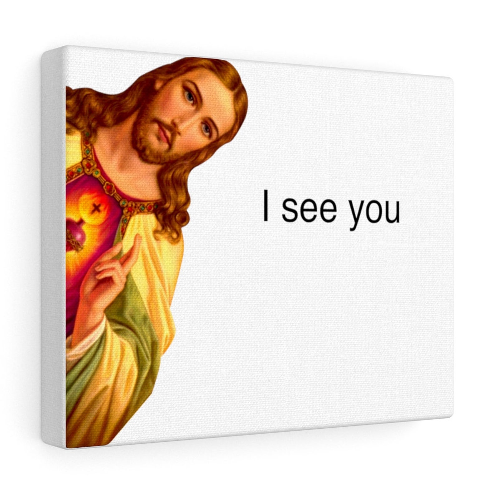 Peeking Jesus I see You Funny Canvas Gallery Wraps | Etsy