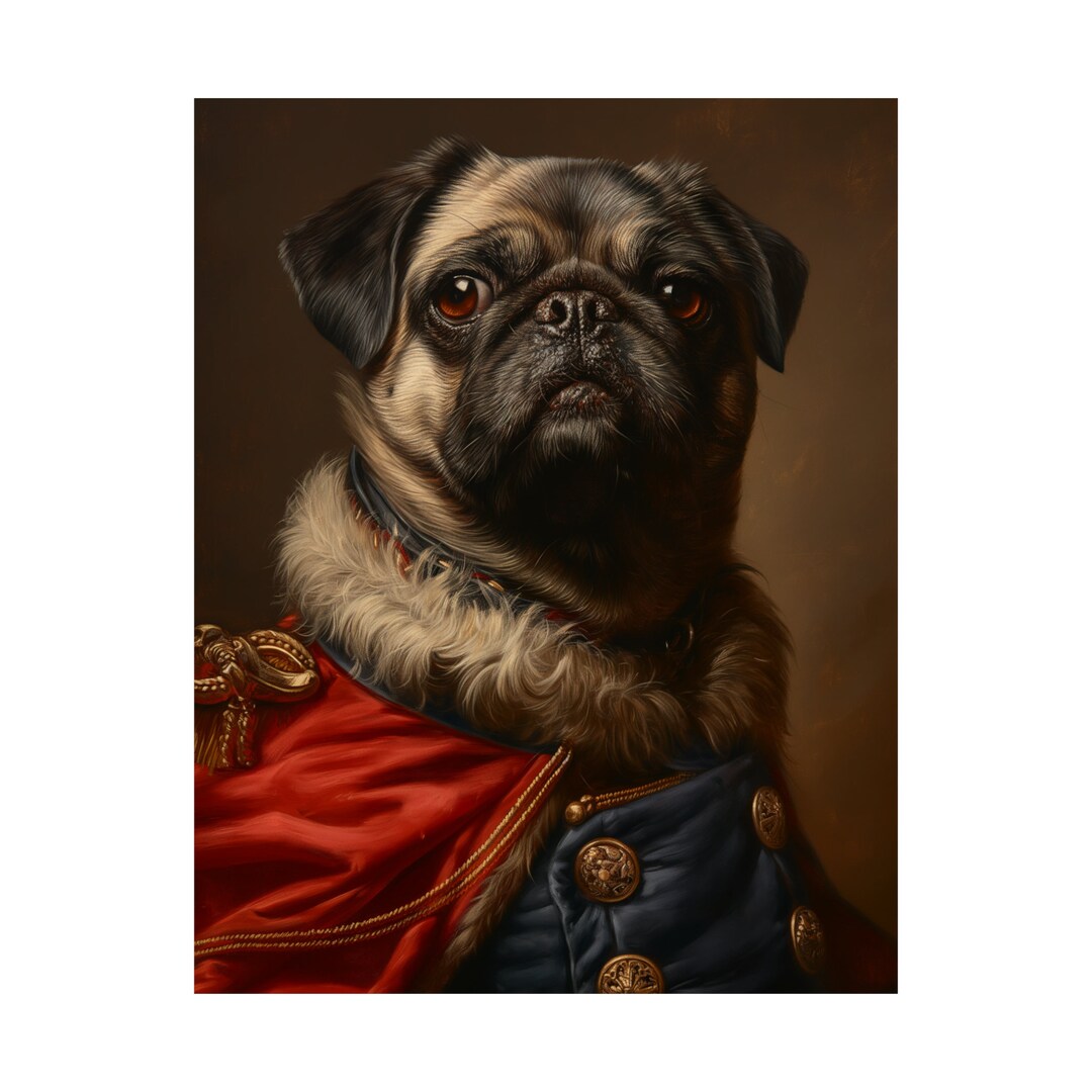 Revolutionary Pug Dog Soldier- Victorian Style British General Pet Gift ...