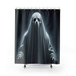 Halloween Scary Ghost Shower Curtain, Bathroom Holiday Decor, Spooky ...