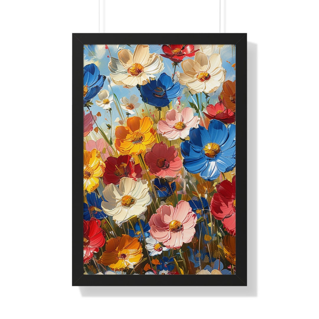 Colorful Spring Time Flower Pattern- Vintage Oil Painting, Flower ...