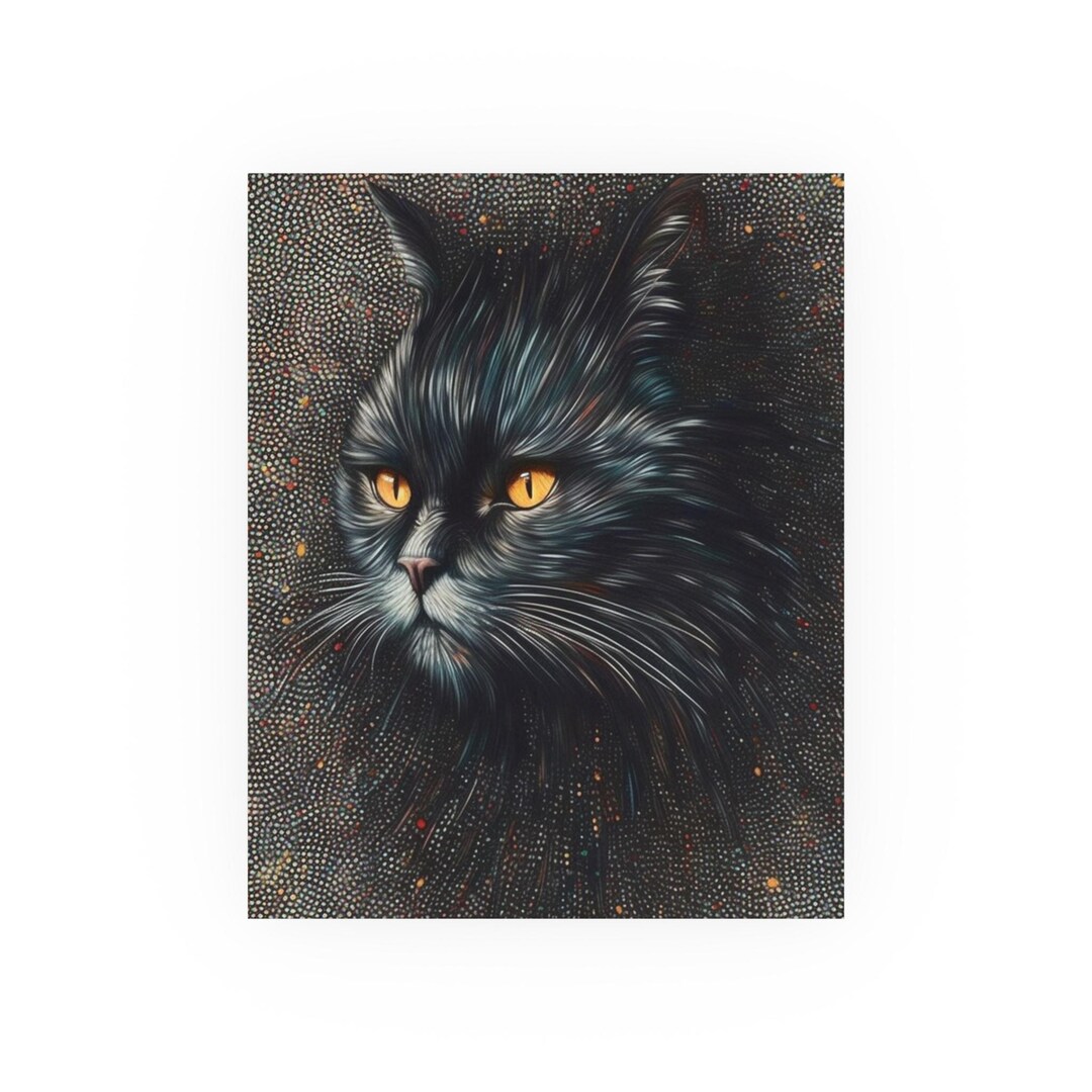 Black Cat Face Abstract Art Print Contemporary Feline Wall Decor ...