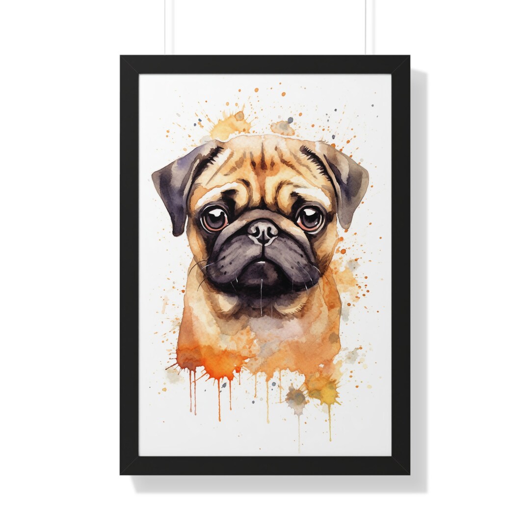 Pug Perfection - Watercolor Print of a Pug- Framed Vertical Poster - Etsy