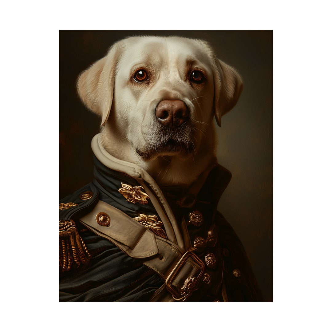 Revolutionary White Labrador Dog Soldier- Victorian Style British Pet ...