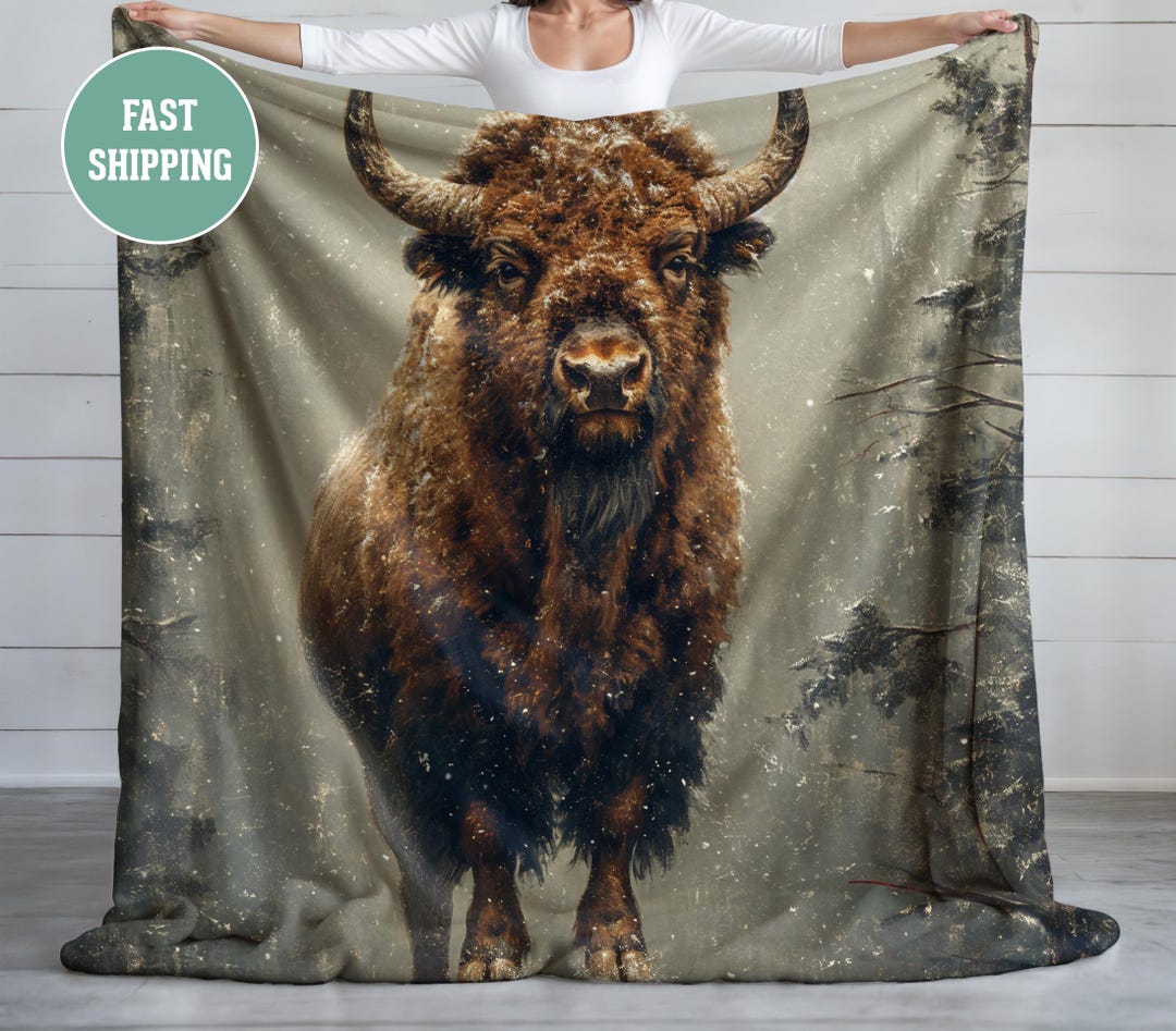 American Bison Buffalo Lover Blanket, Plush Fleece Blanket, Cozy Throw ...