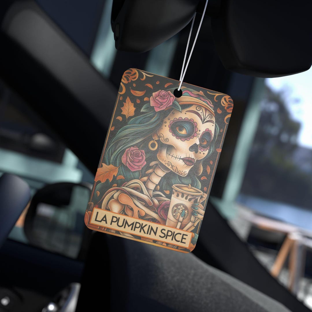 La Pumpkin Spice Car Air Freshener, Mexican Lotteria Design, Coffee ...