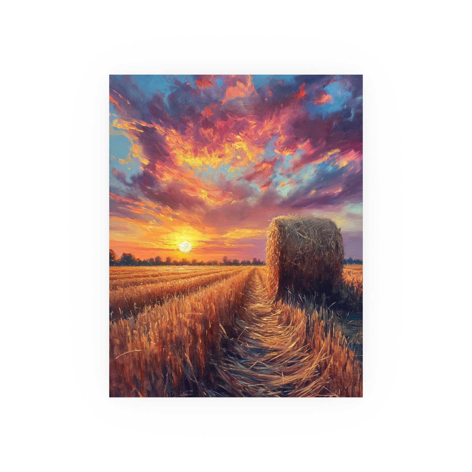 Hay Stack on Farmland Ranch With Beautiful Sunset Rustic Farmhouse ...