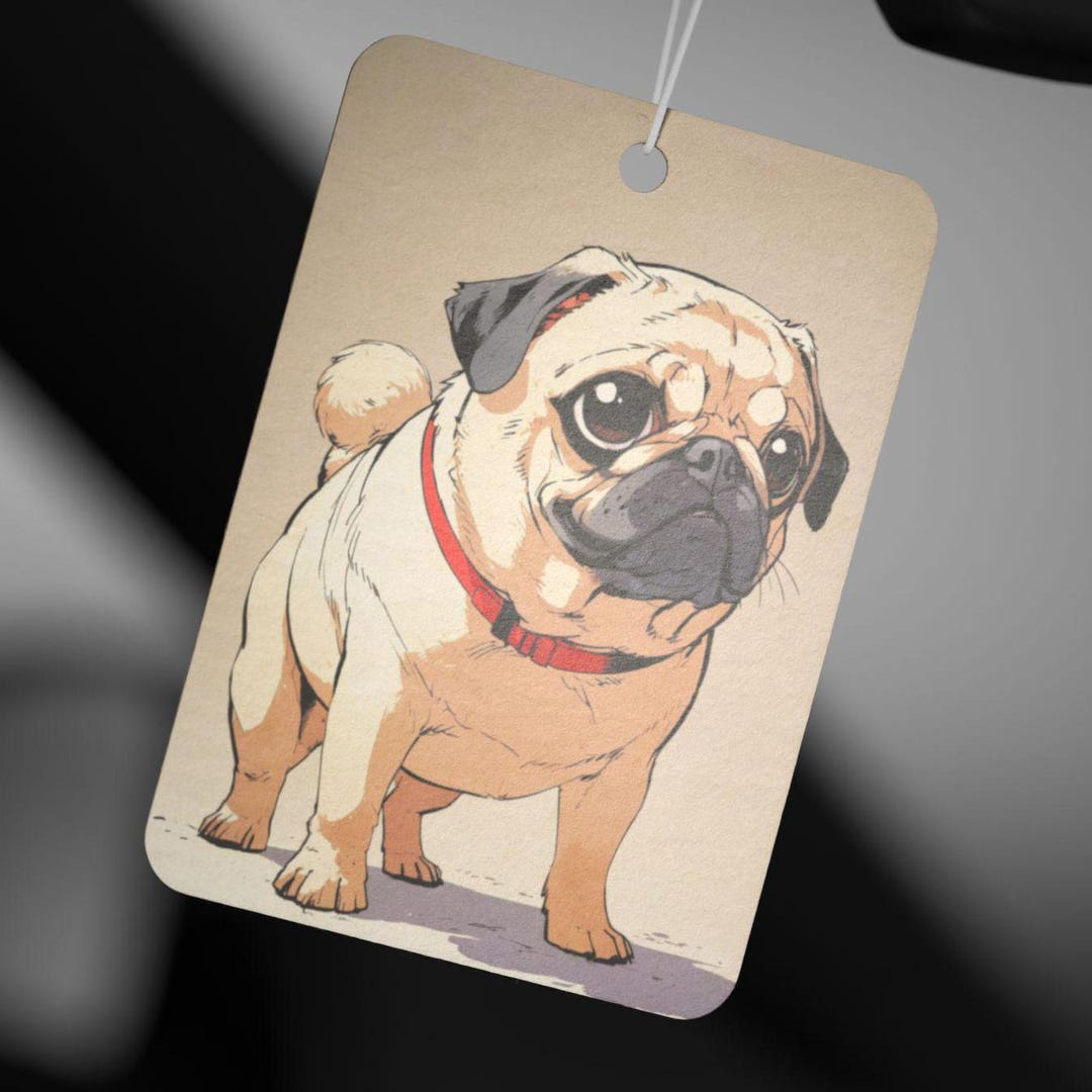 Retro Anime Puppy Air Freshener Pug Dog Car Scent Diffuser Dog Mom Gift ...