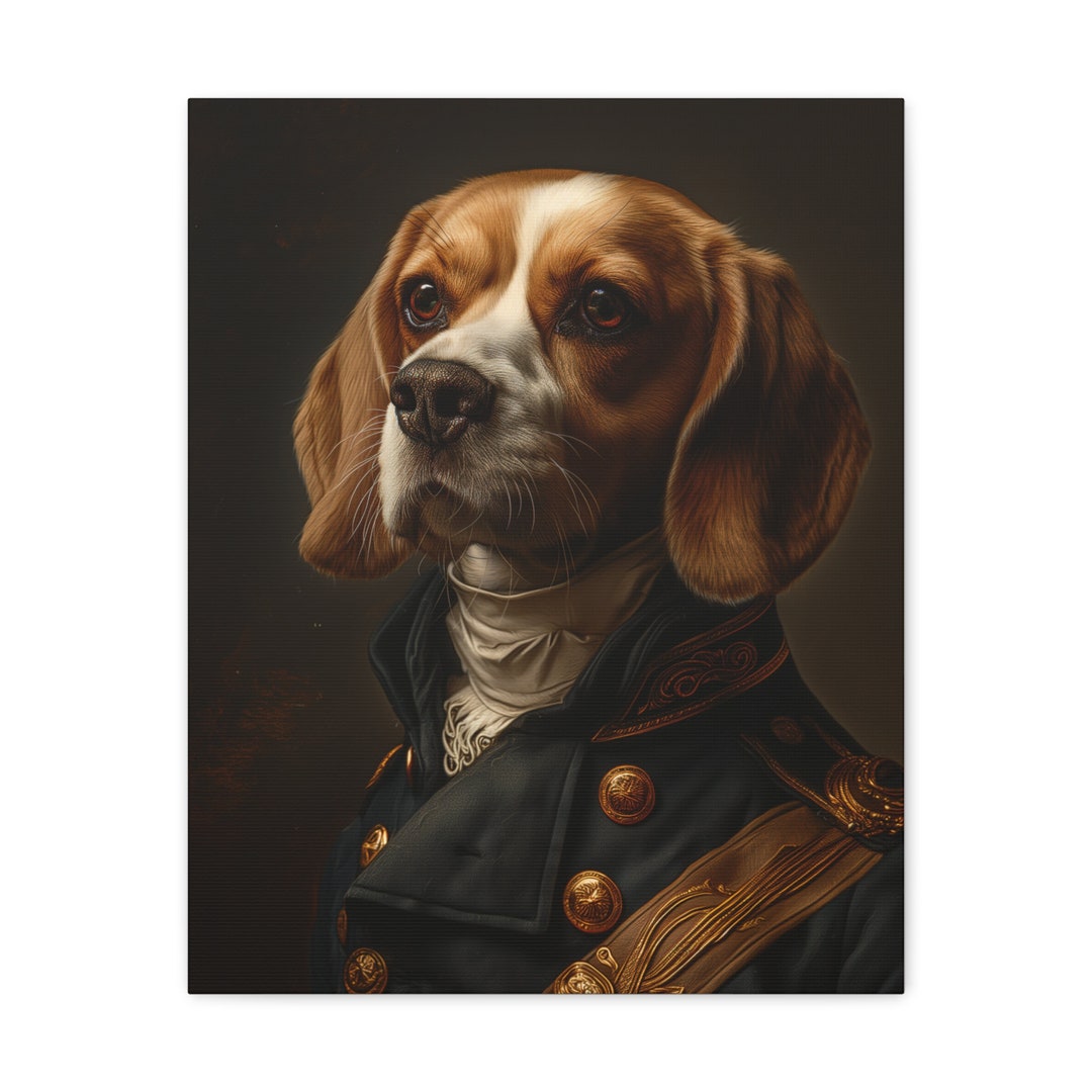 Revolutionary General Beagle Dog- Victorian Soldier Dog Portrait- Dog ...