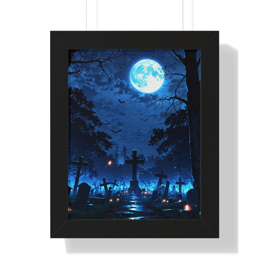 Halloween Full Moon Cemetery, Spooky Themed Haunted Trick or Treat ...