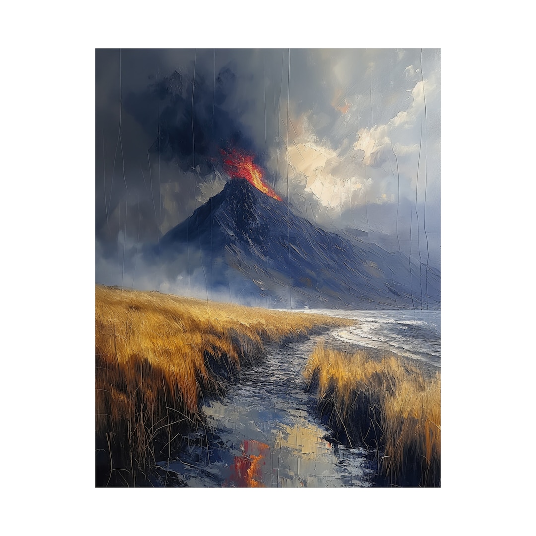 Icelandic Volcano Landscape Nature River Creek-nordic Beautiful Art ...