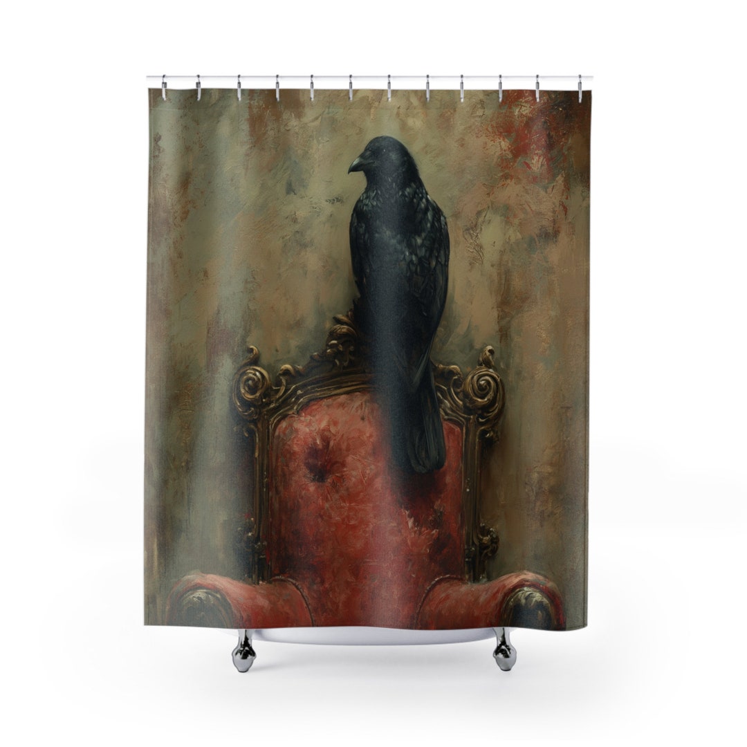 Mysterious Black Crow Bird Portrait on a Couch - Crow Art Print- Dark ...