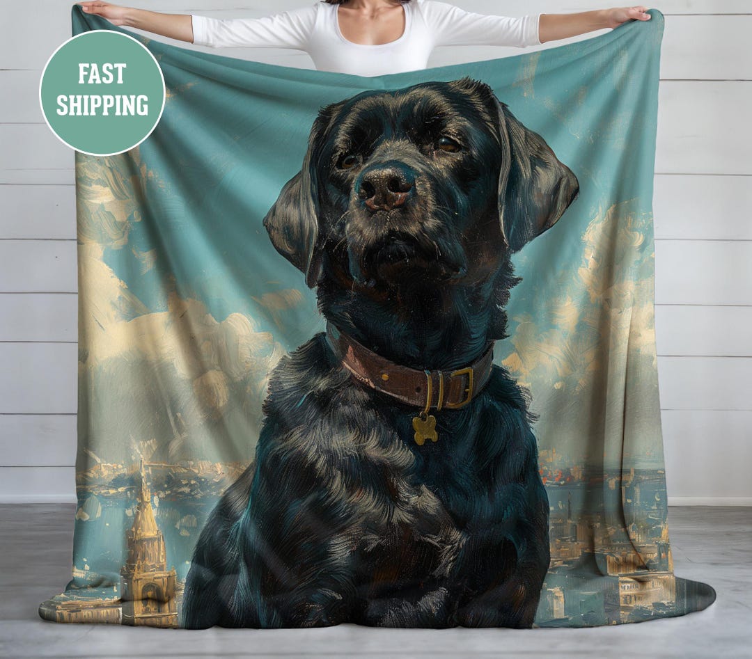 Black Labrador Dog Lover Blanket, Plush Fleece Blanket, Cozy Throw ...
