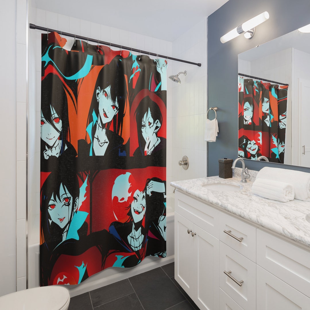 Halloween Anime Vampires Shower Curtain, Bathroom Holiday Decor, Spooky ...