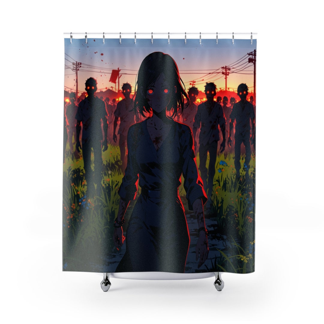 Halloween Anime Zombie Girl Shower Curtain, Bathroom Holiday Decor ...