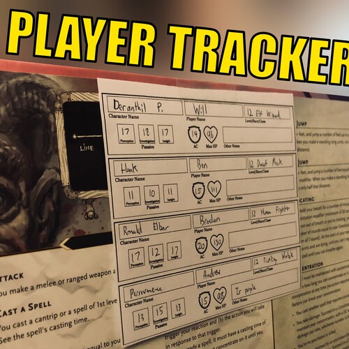 Dungeon Master Player Tracker PDF Dungeons and Dragons DM - Etsy