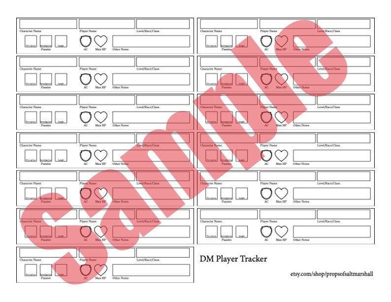 Dungeon Master Player Tracker PDF | Dungeons and Dragons | DM Tools - Etsy