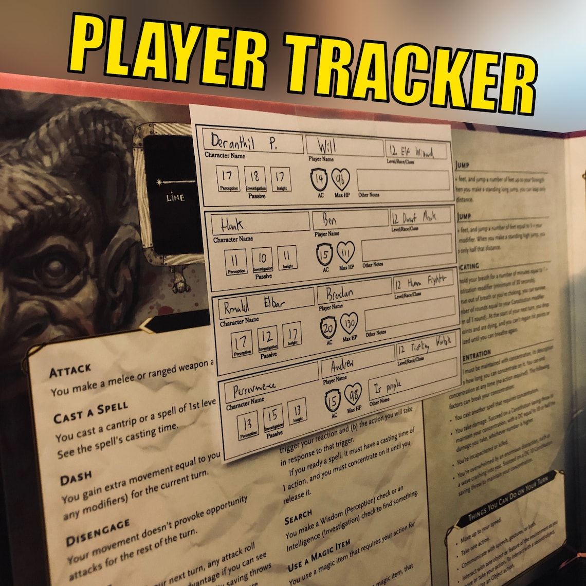 Dungeon Master Player Tracker PDF | Dungeons and Dragons | DM Tools - Etsy