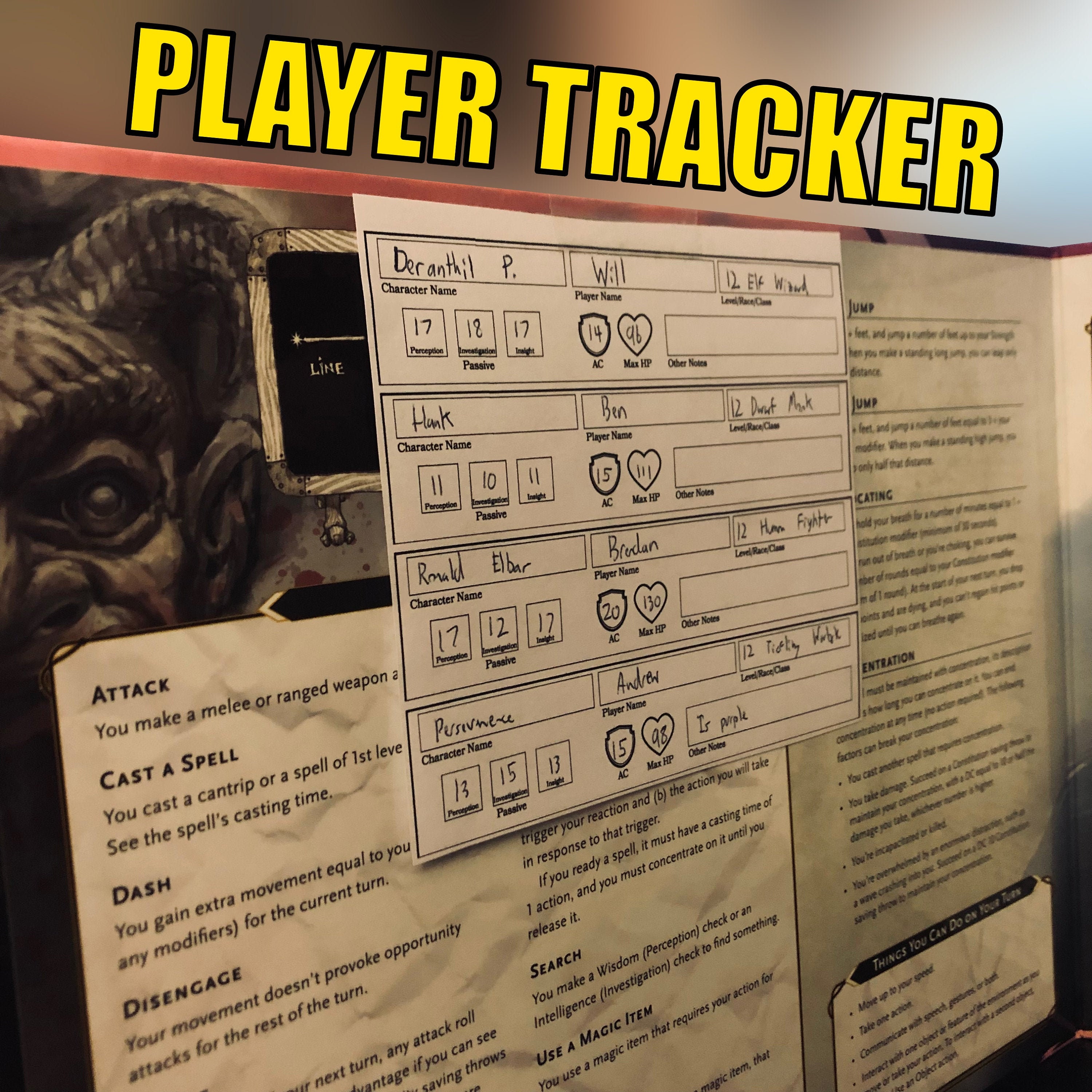 Dungeon Master Player Tracker PDF | Dungeons and Dragons | DM Tools - Etsy