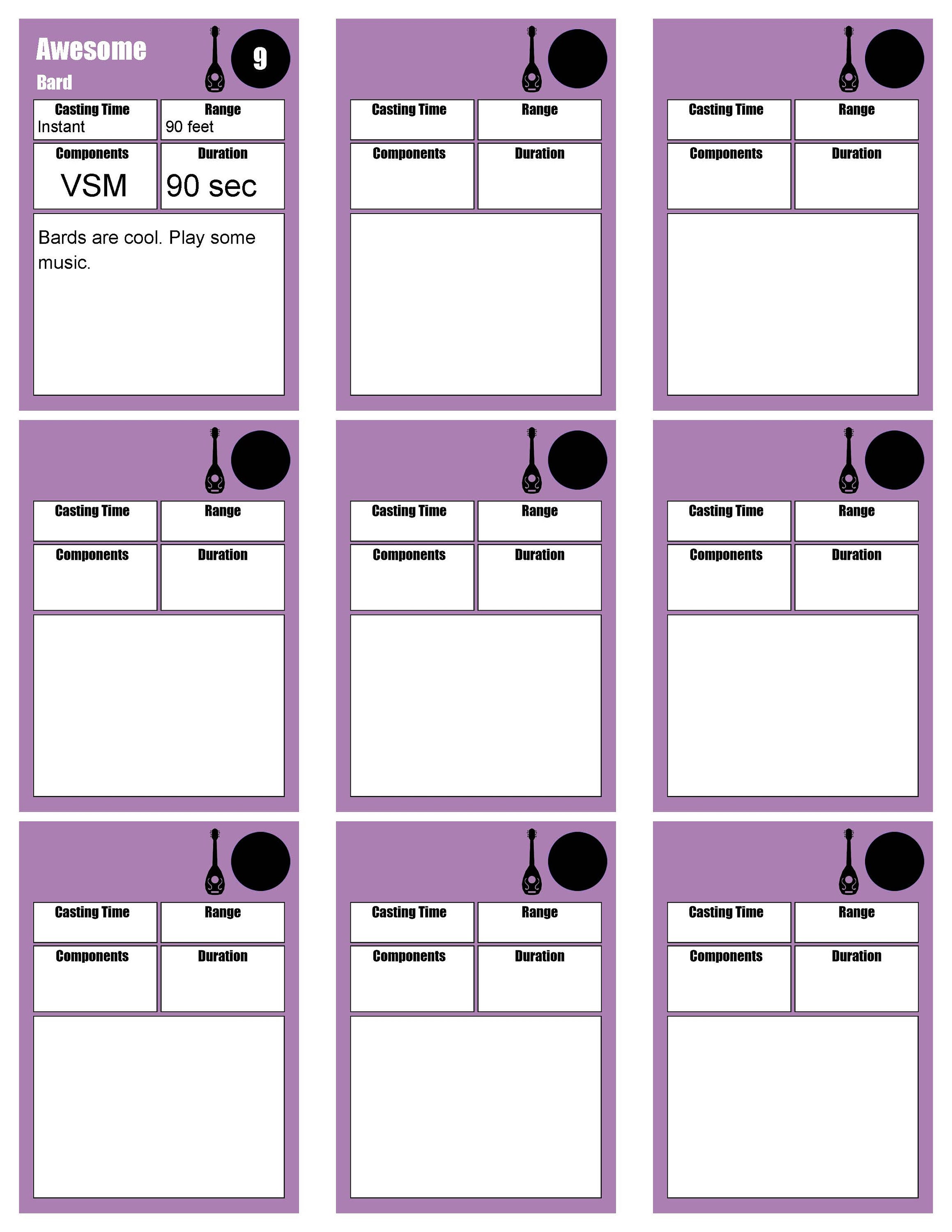 Custom Bard Spell Cards D&D 5e PDF Download - Etsy UK