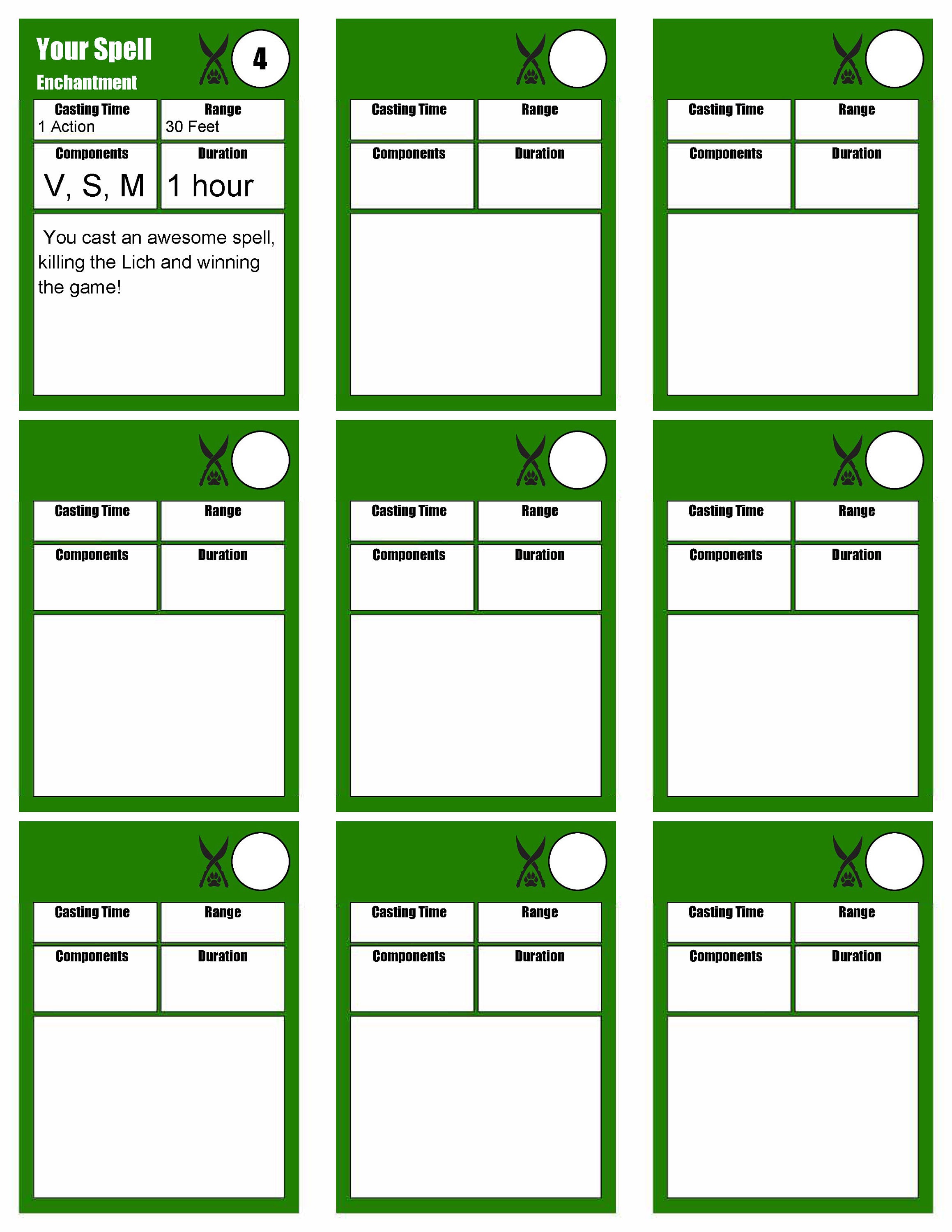 Custom Ranger Spell Cards D&D 5e PDF Download - Etsy