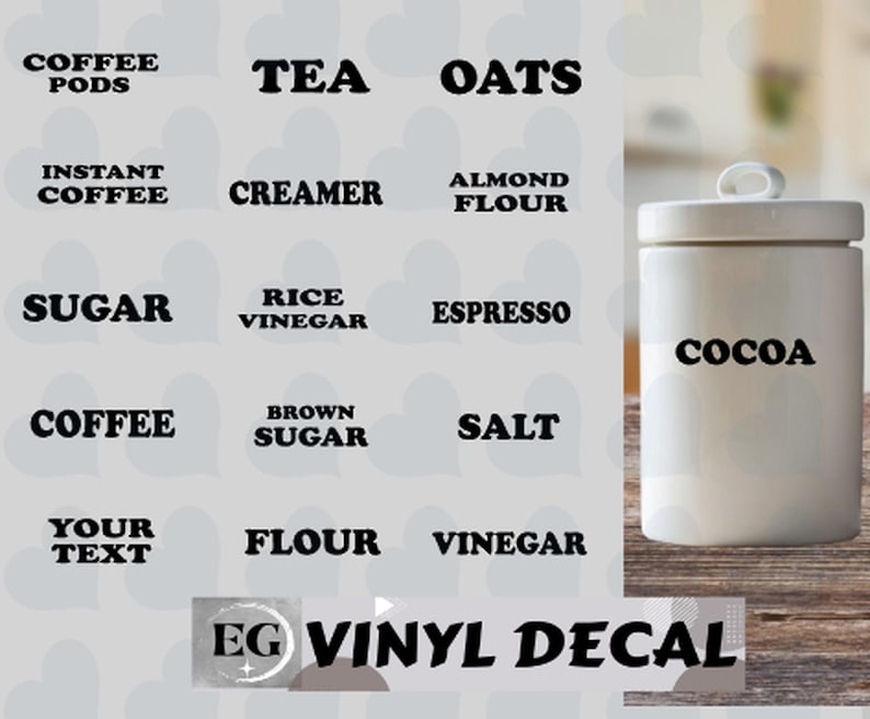 Custom Canister Vinyl Decal Labels - Kitchen Organization - Etsy