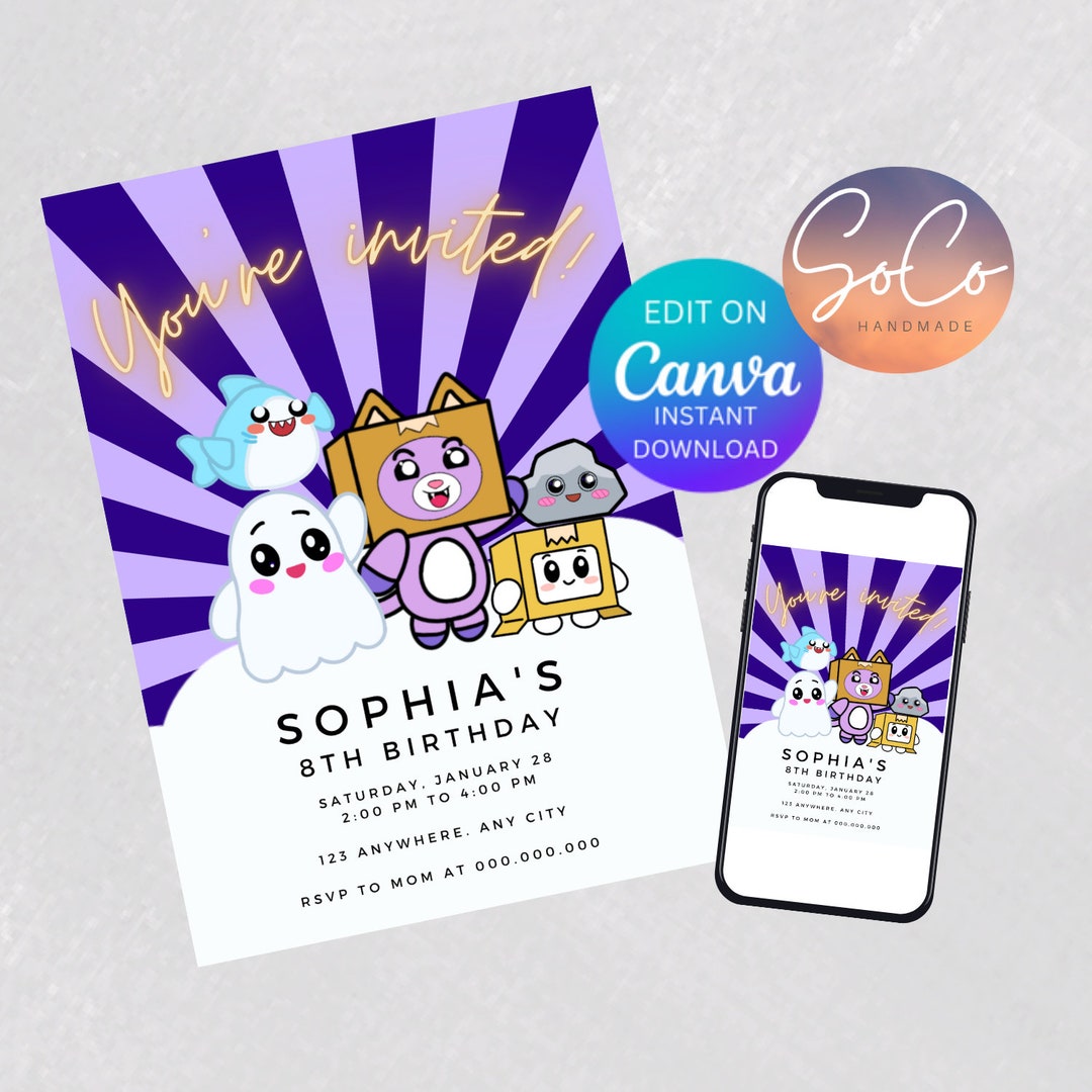 Lankybox Custom Digital Birthday Invitationsdonuts Birthday Invitations ...