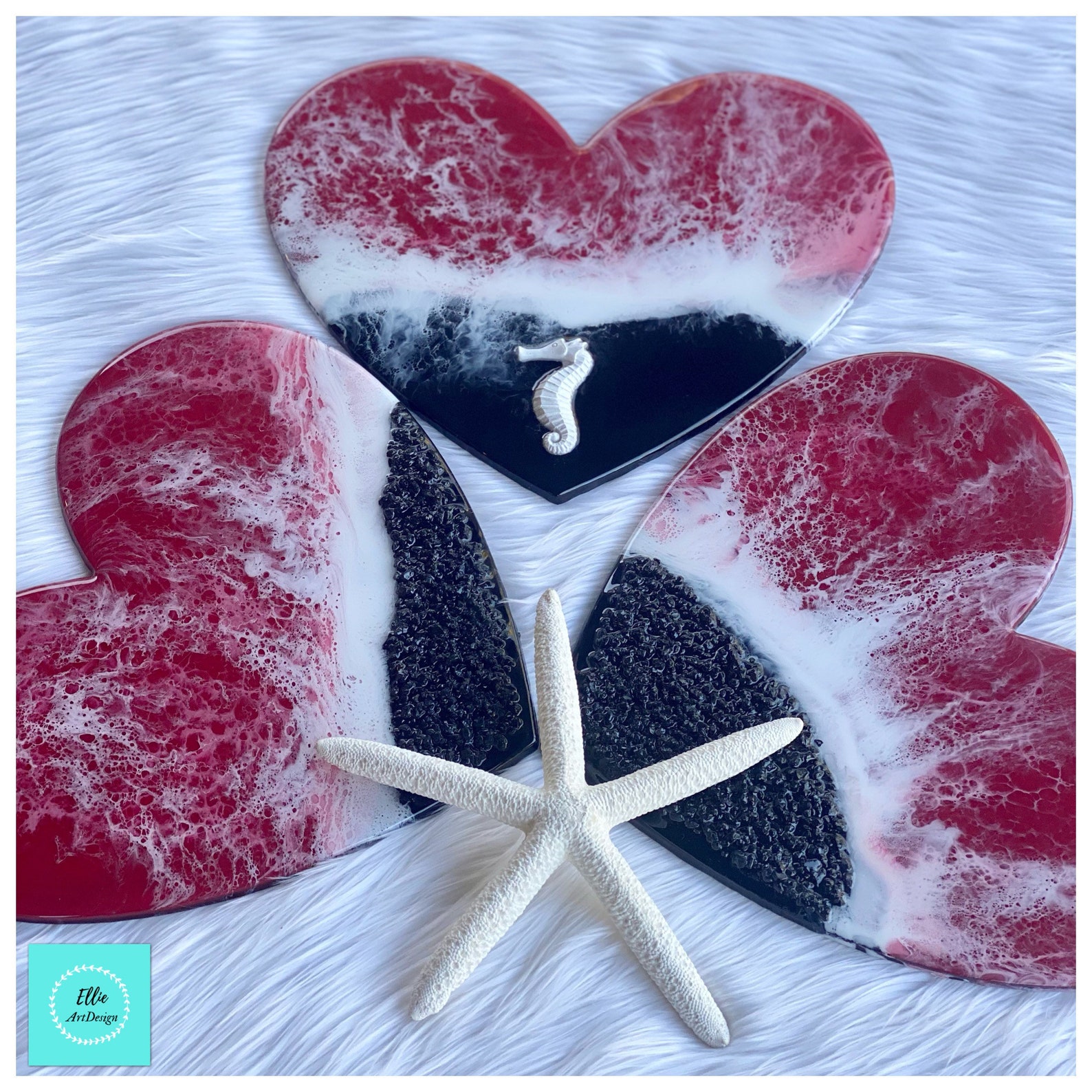 Ocean Wave Hearts in Red Color! - Etsy