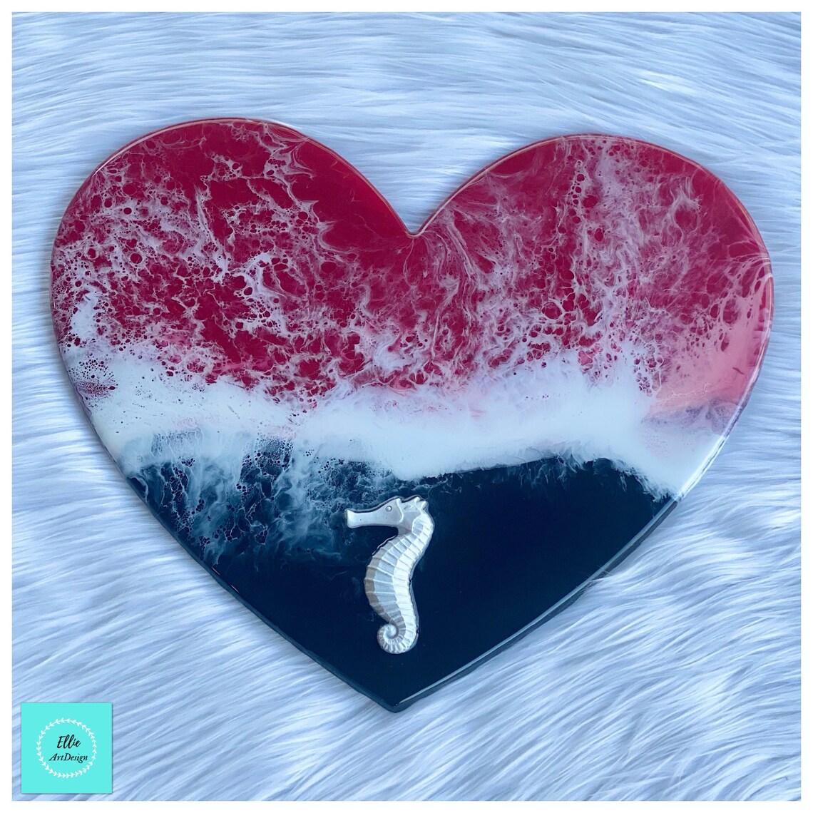 Ocean Wave Hearts in Red Color - Etsy