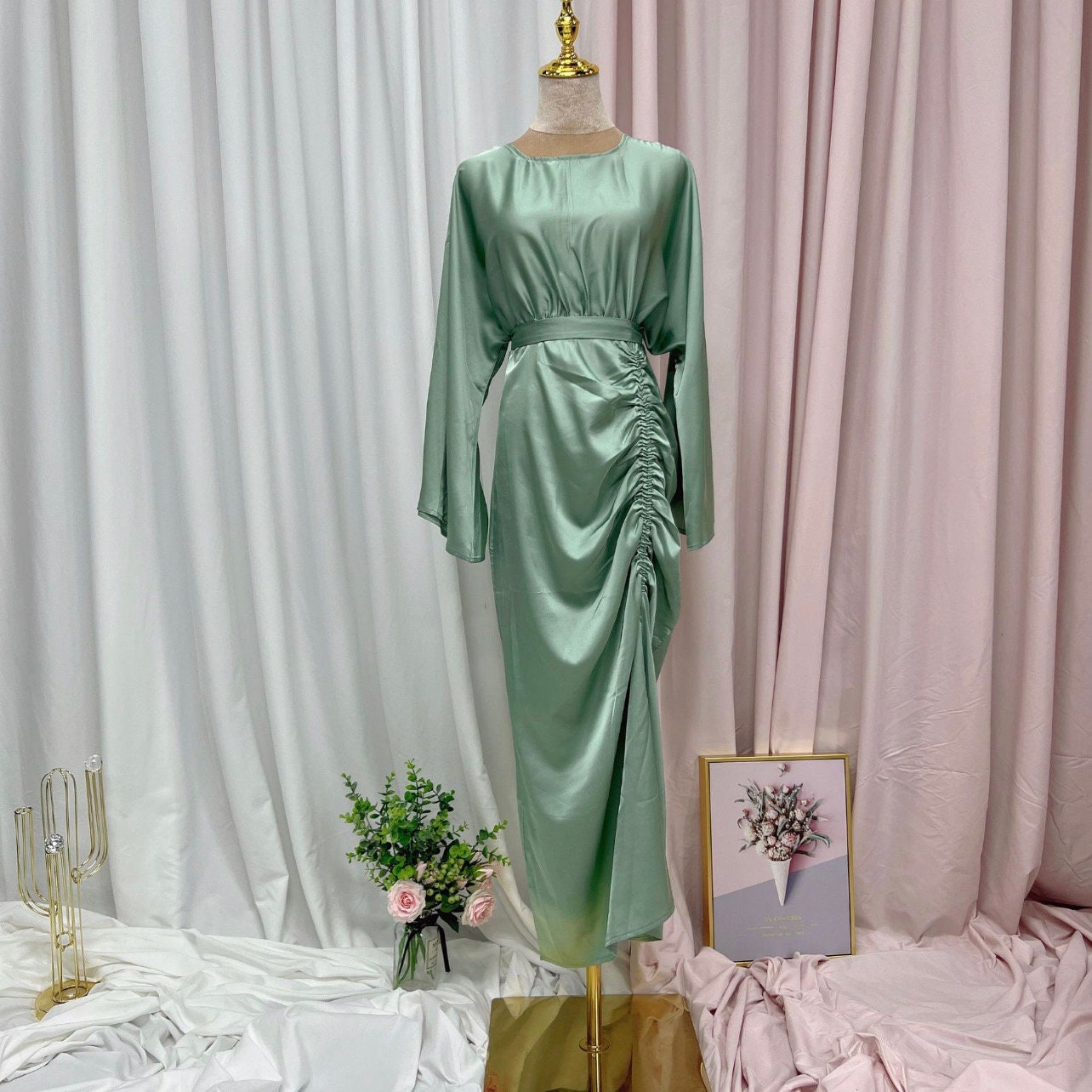 Satin Dress Prom Dress Abaya Modest Fashion Graduation Dress Kaftan ...