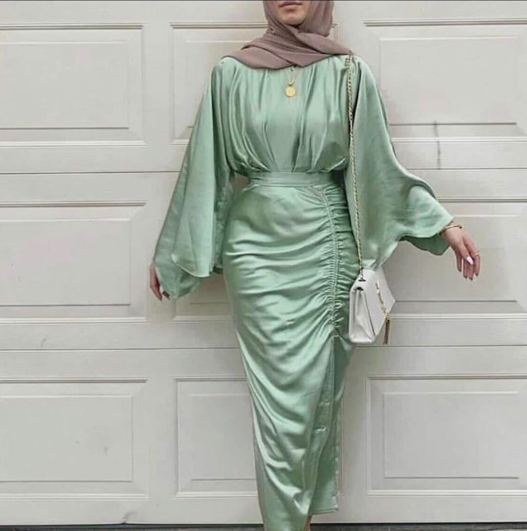 Satin Dress Prom Dress Abaya Modest Fashion Graduation Dress Kaftan ...