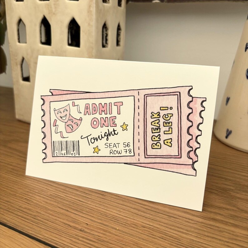 Theatre Ticket Break a Leg Card - Etsy