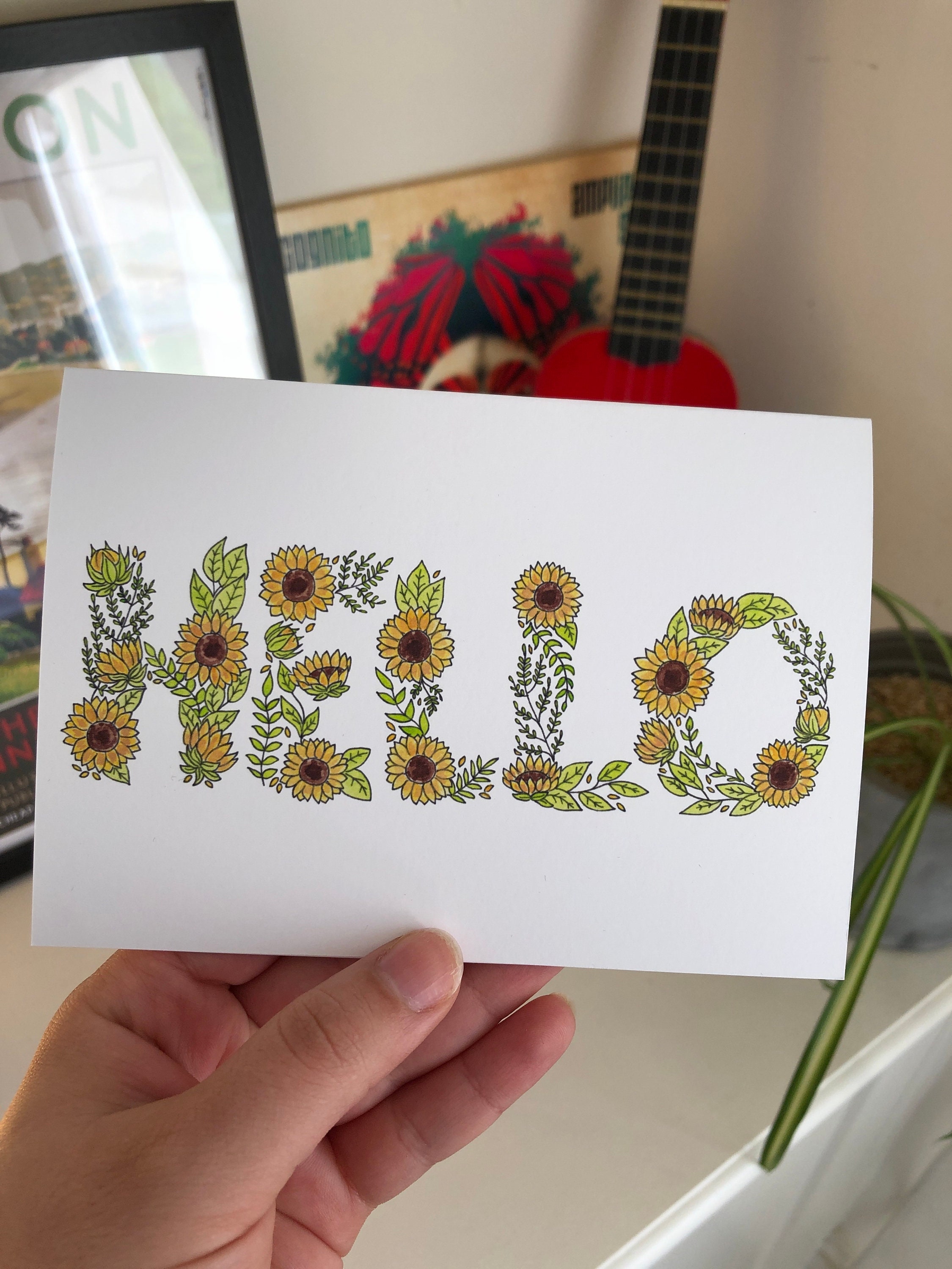 Blank Cards Hello Card Sunflower Design A6 Card Paper & Party Supplies ...