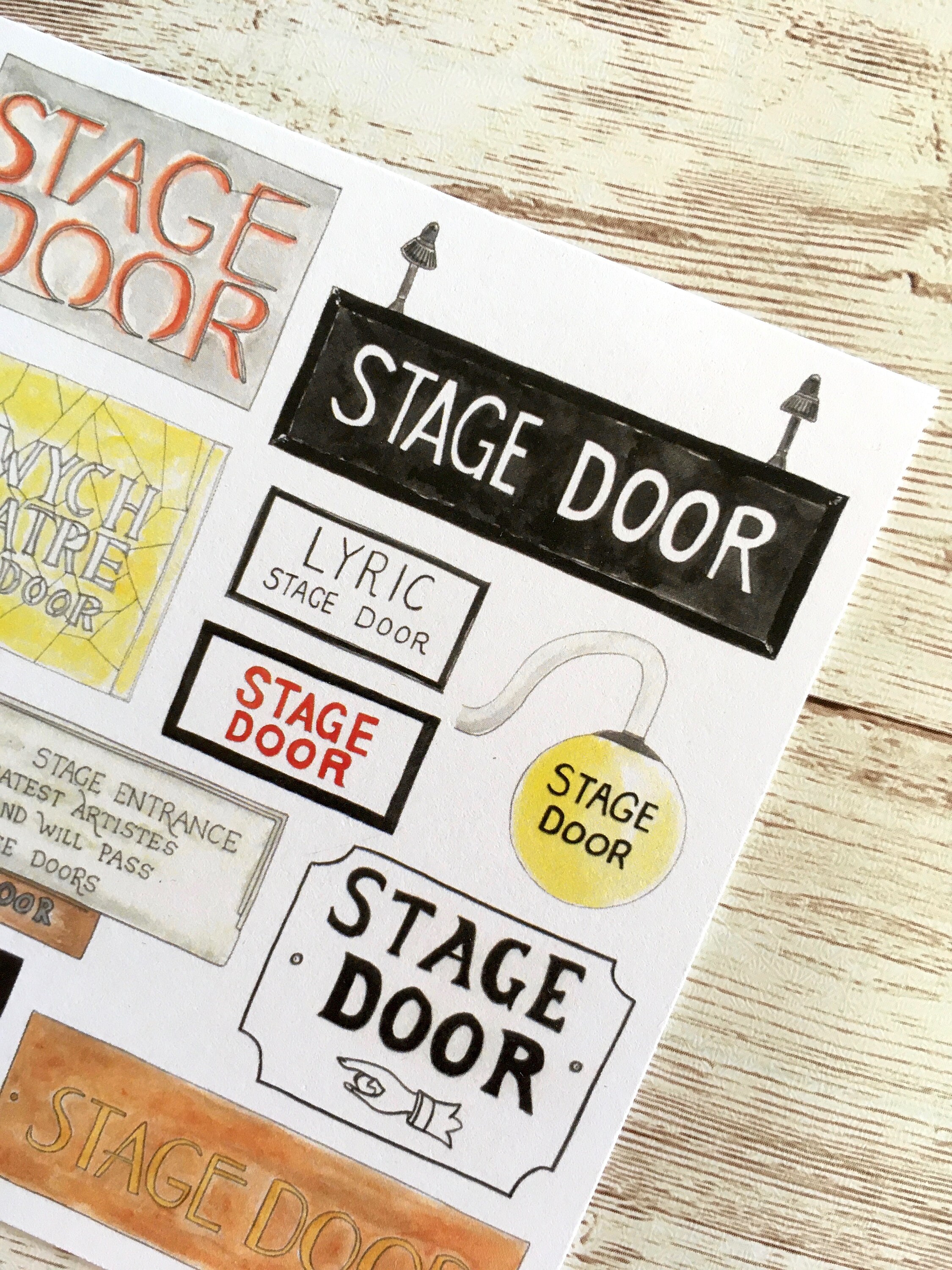 Theatre Stage Doors Watercolour - A6 Card / Postcard / A5 & A4 Print ...