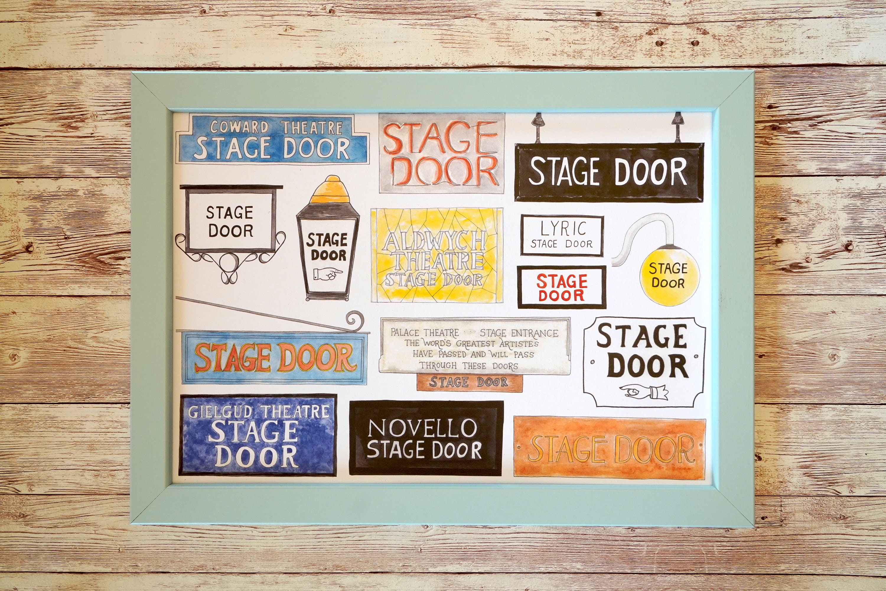 Theatre Stage Doors Watercolour - A6 Card / Postcard / A5 & A4 Print ...
