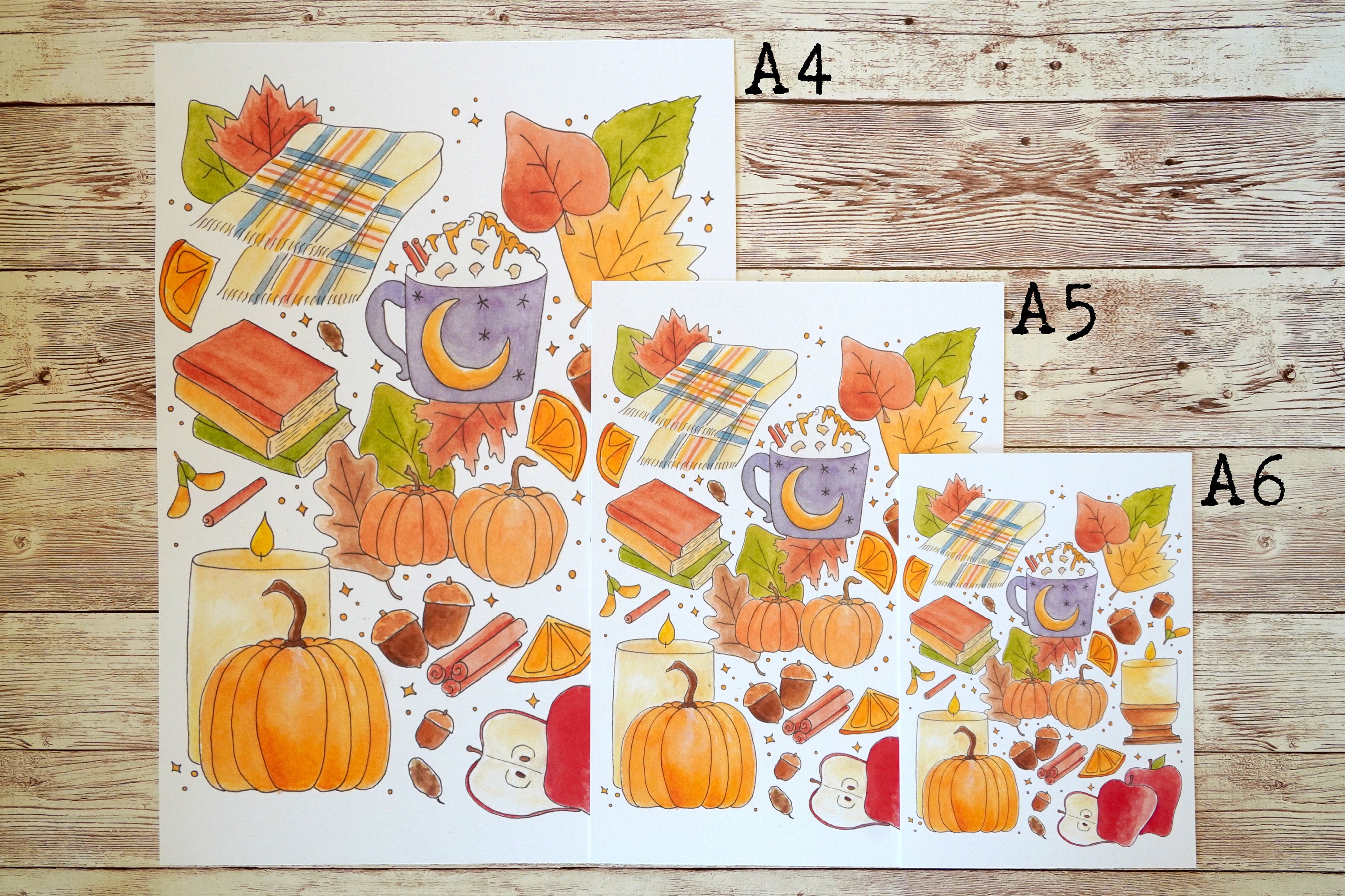 Prints Delicious Autumn A6 Card Postcard A5 & A4 Print Autumnal ...
