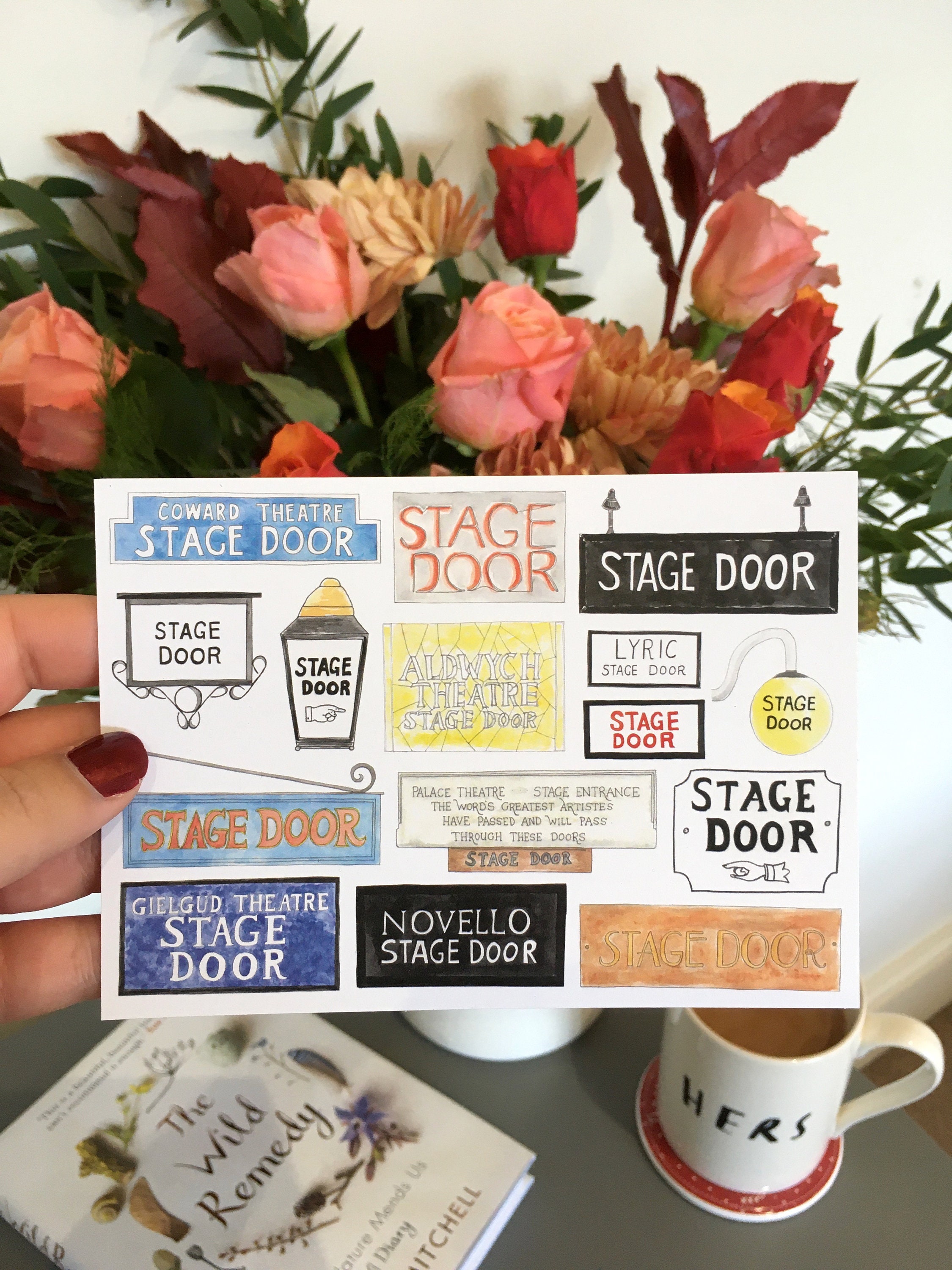 Theatre Stage Doors Watercolour - A6 Card / Postcard / A5 & A4 Print ...