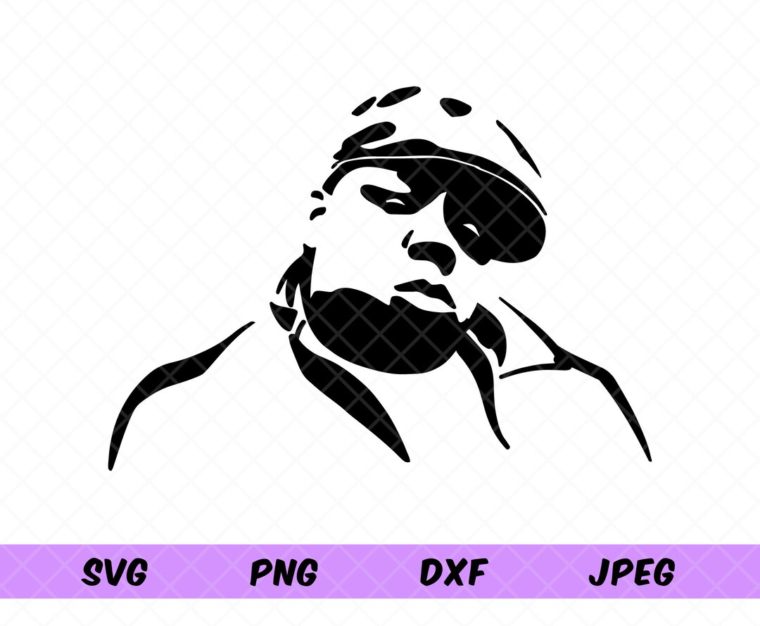 Notorious BIG Stencil Portrait Svg, Notorious BIG Profile Silhouette ...