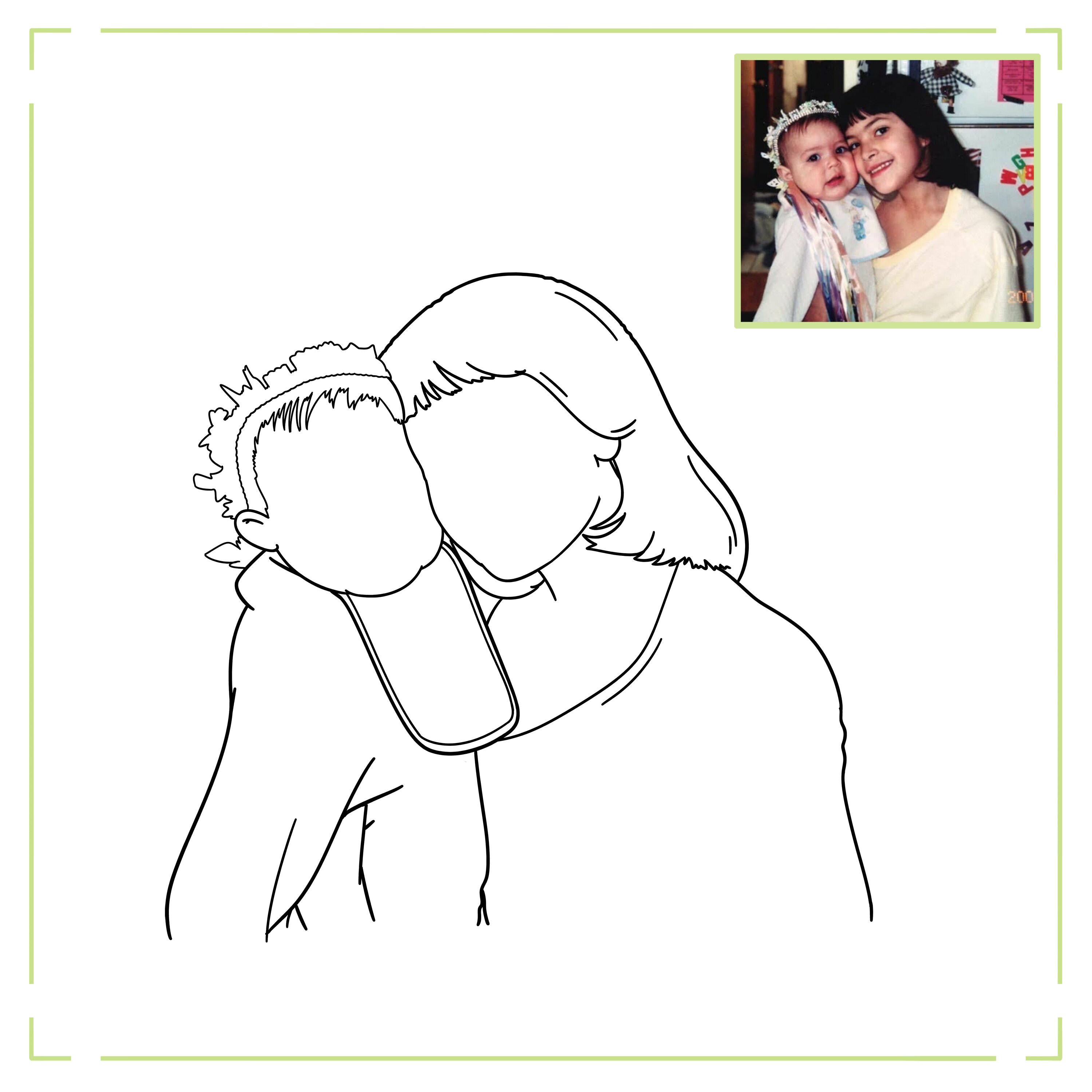 Custom Faceless Digital Outline Portrait for 2 Characters - Etsy