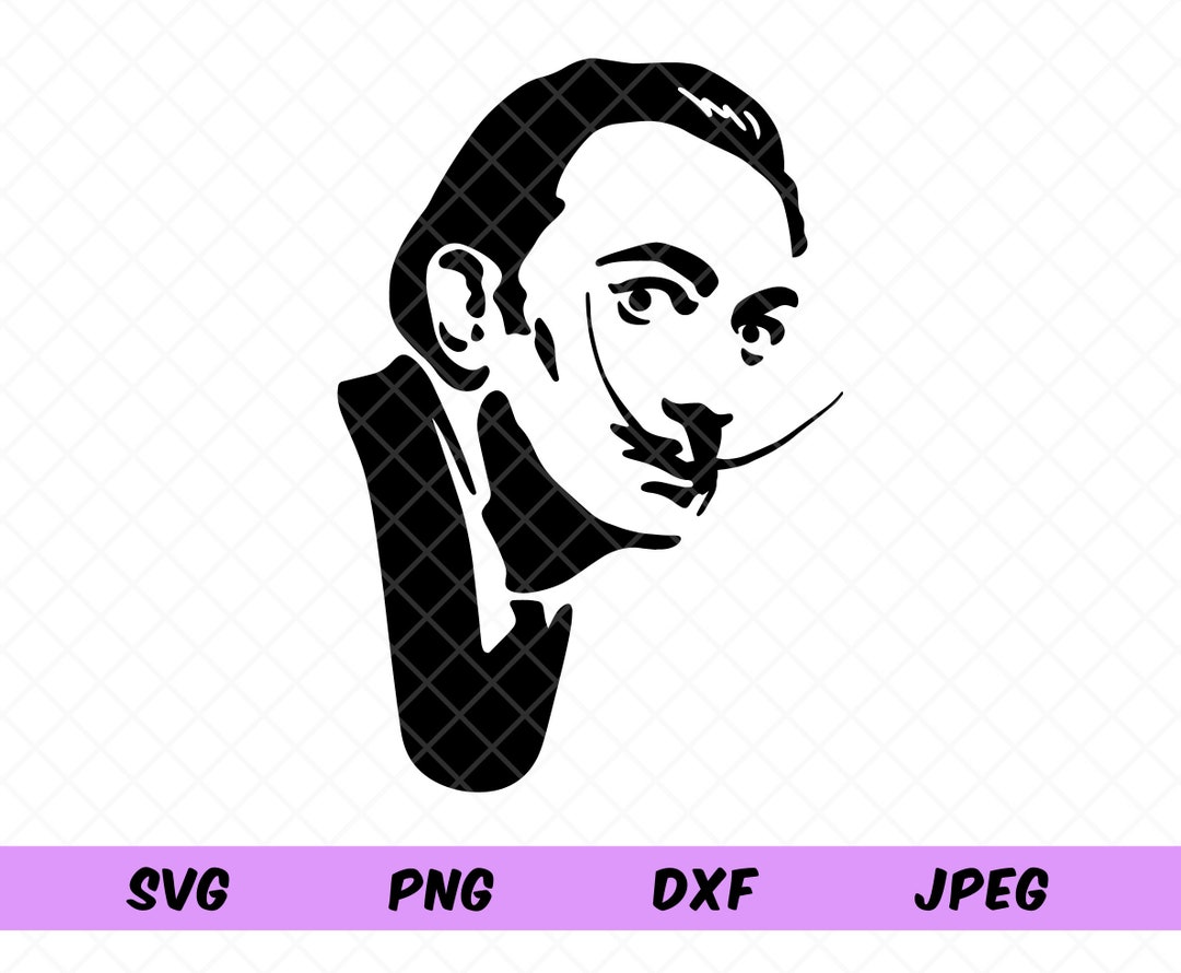 Salvador Dali Svg, Stencil Portrait, Dali Silhouette, Salvador Dali ...