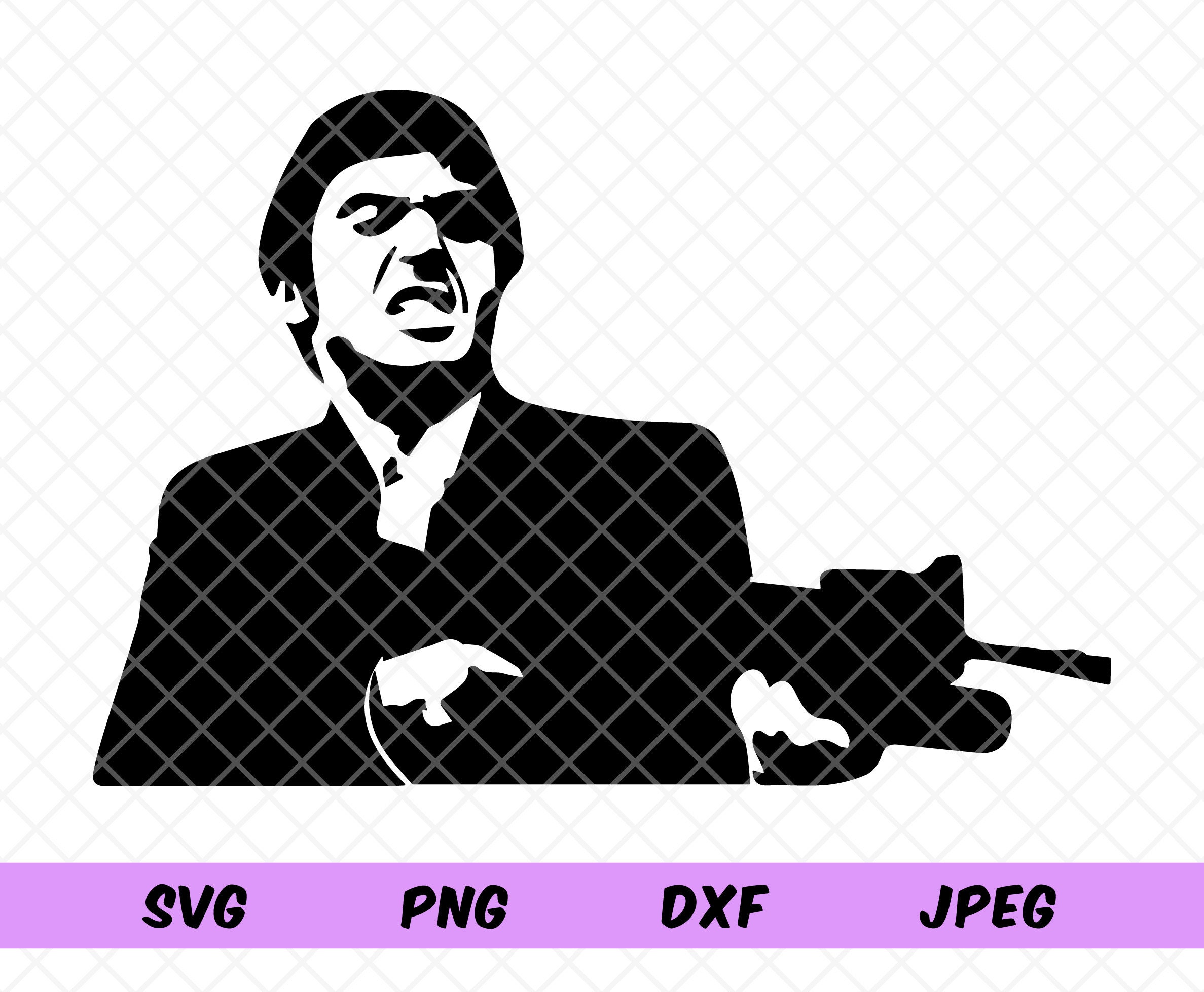 Tony Montana Svg, Tony Montana Stencil Portrait, Scarface Silhouette ...