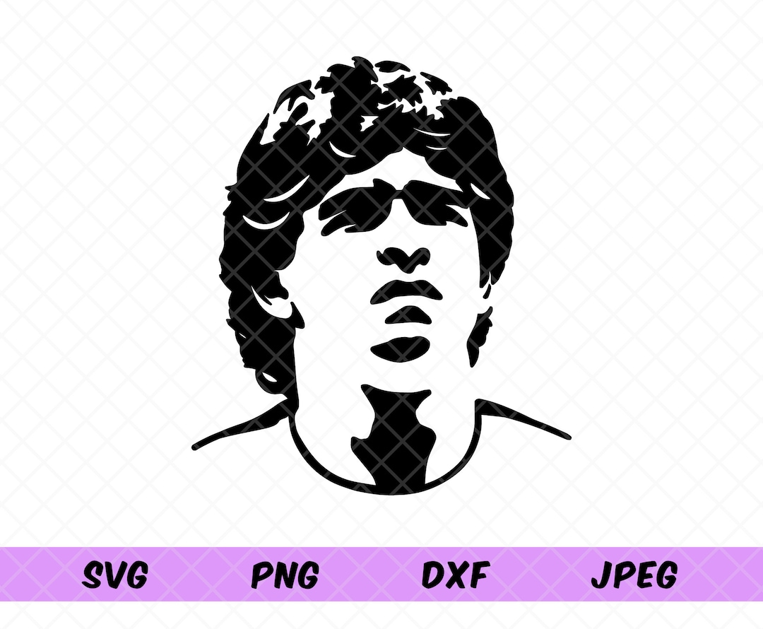 Diego Maradona Stencil Portrait Svg, Maradona Silhouette Portrait Svg ...